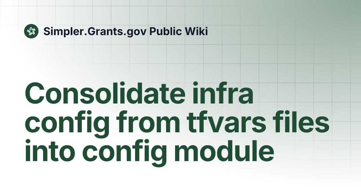 Consolidate infra config from tfvars files into config module | Simpler ...